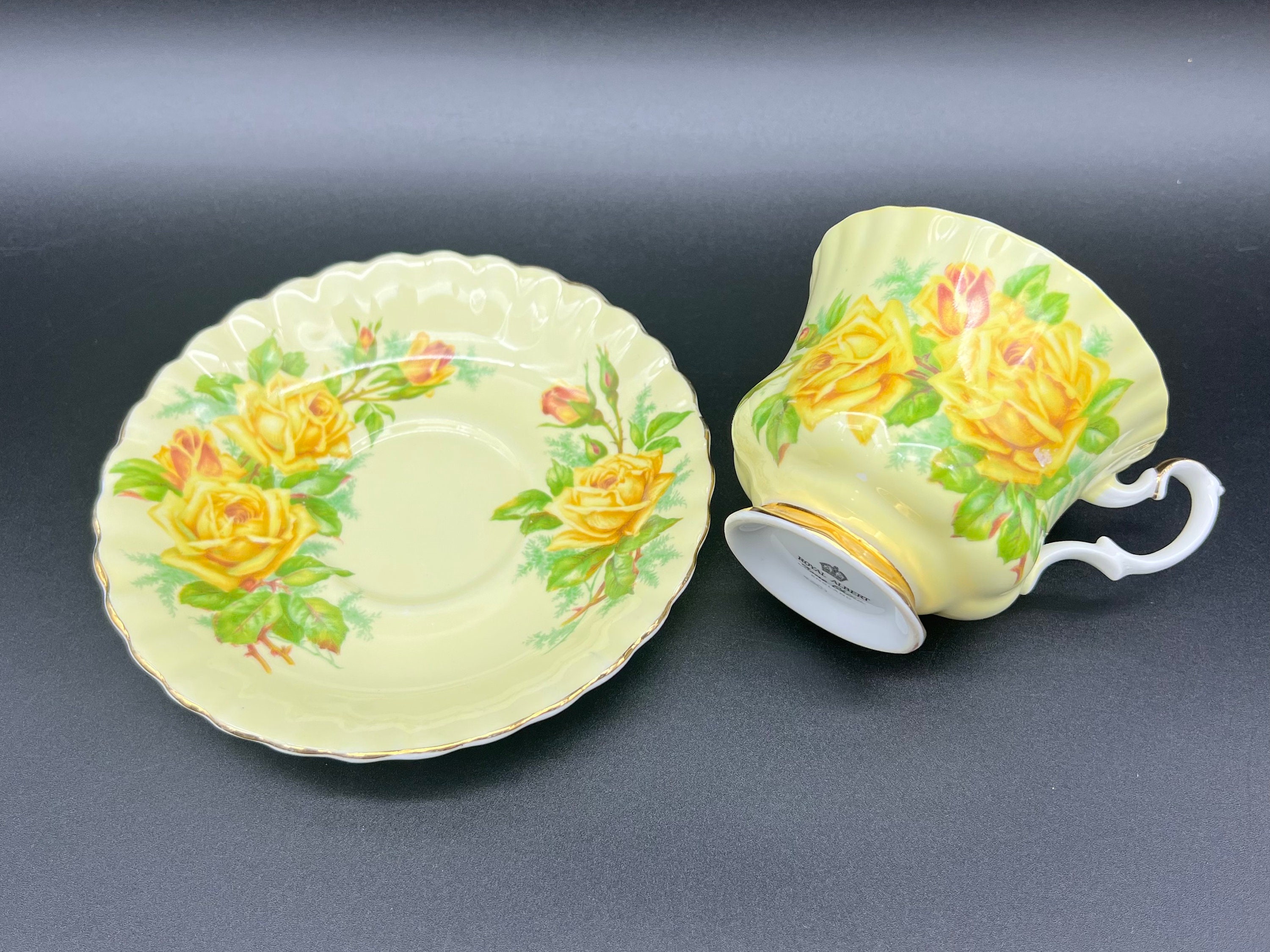Royal Albert Tea Rose Yellow Tea Cup Saucer Set England Bone | Etsy