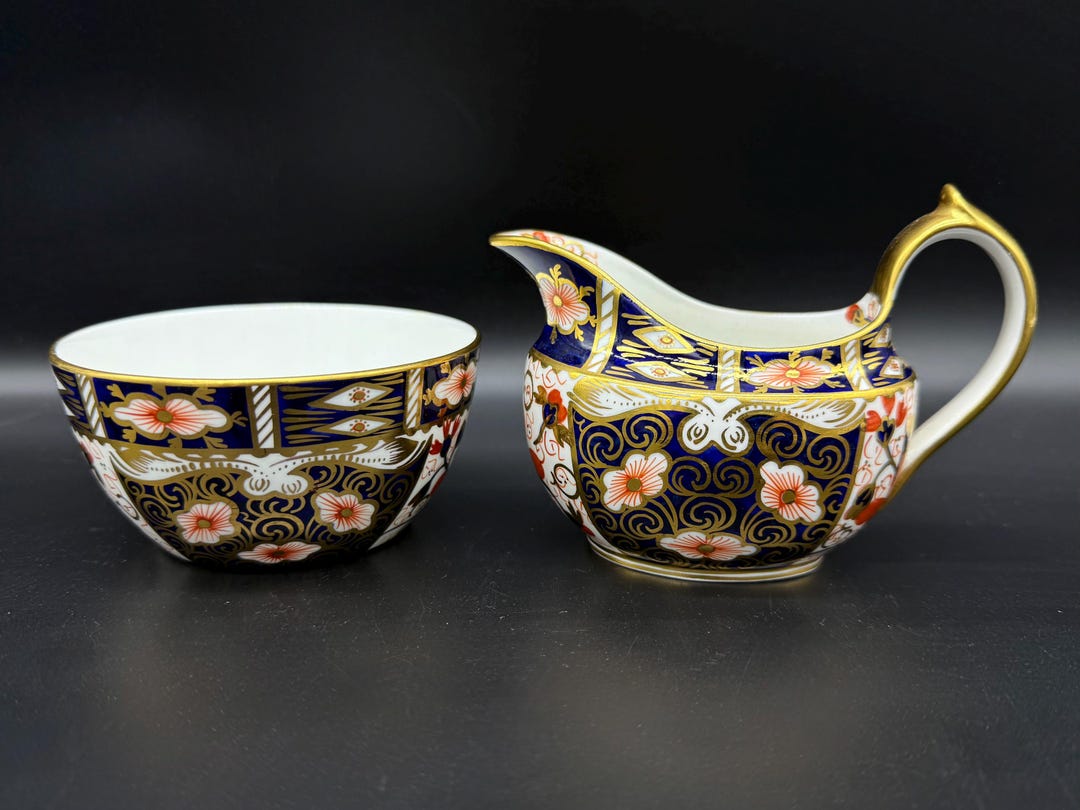 Royal Crown Derby Imari Creamer Sugar Set Bone China England - Etsy