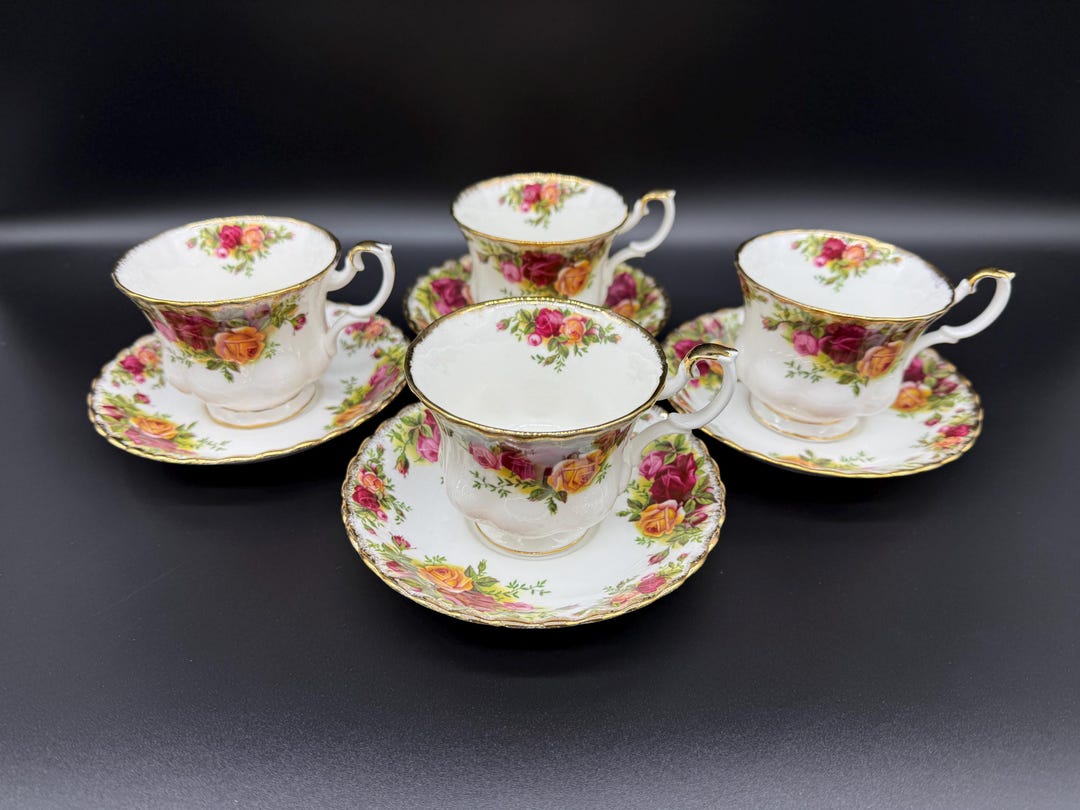 Royal Albert Old Country Roses Tea Cup Saucer Sets(set of 4) Bone China ...