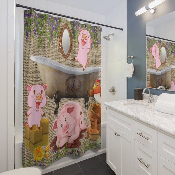 Pig Shower Curtain - Etsy