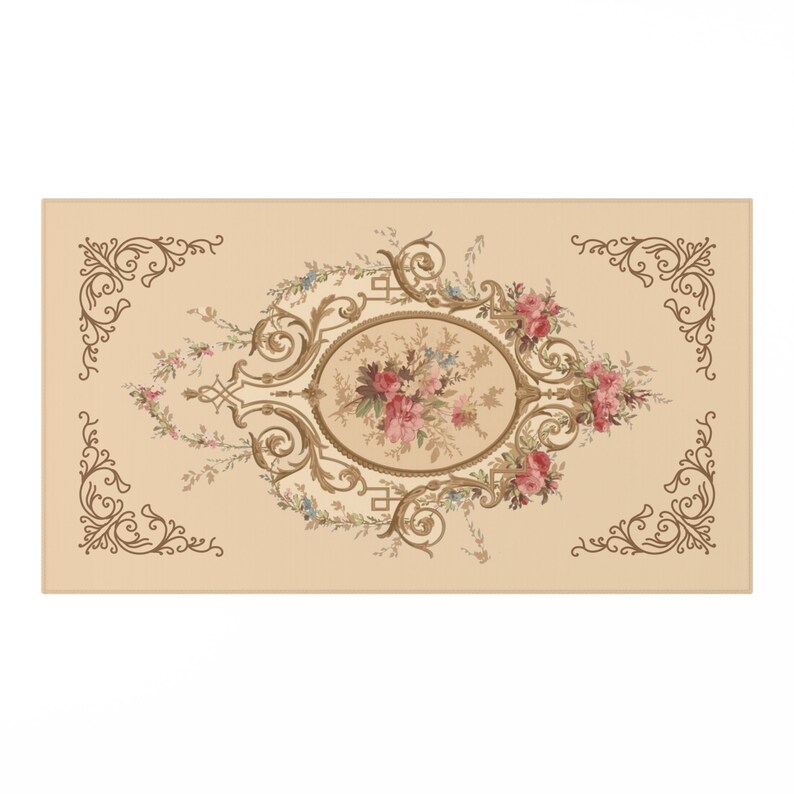 Dornier Rug, Shabby Chic Rug, Rug With a Subtle Print, Rug With Roses ...