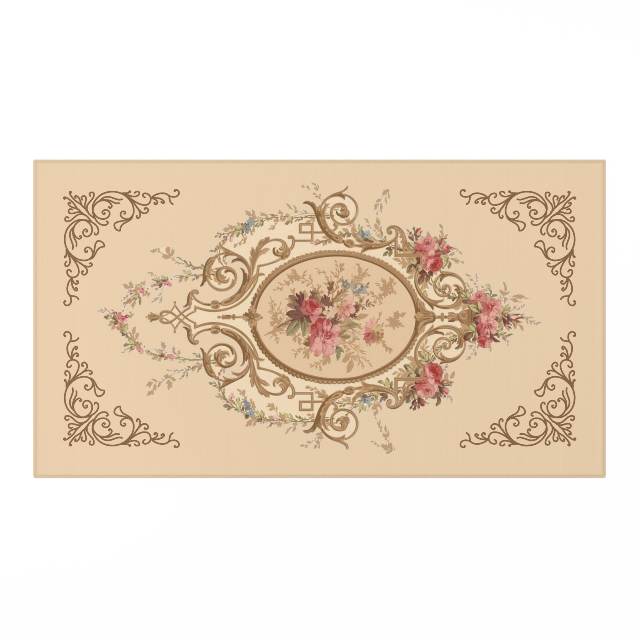 Dornier Rug, Shabby Chic Rug, Rug With a Subtle Print, Rug With Roses ...