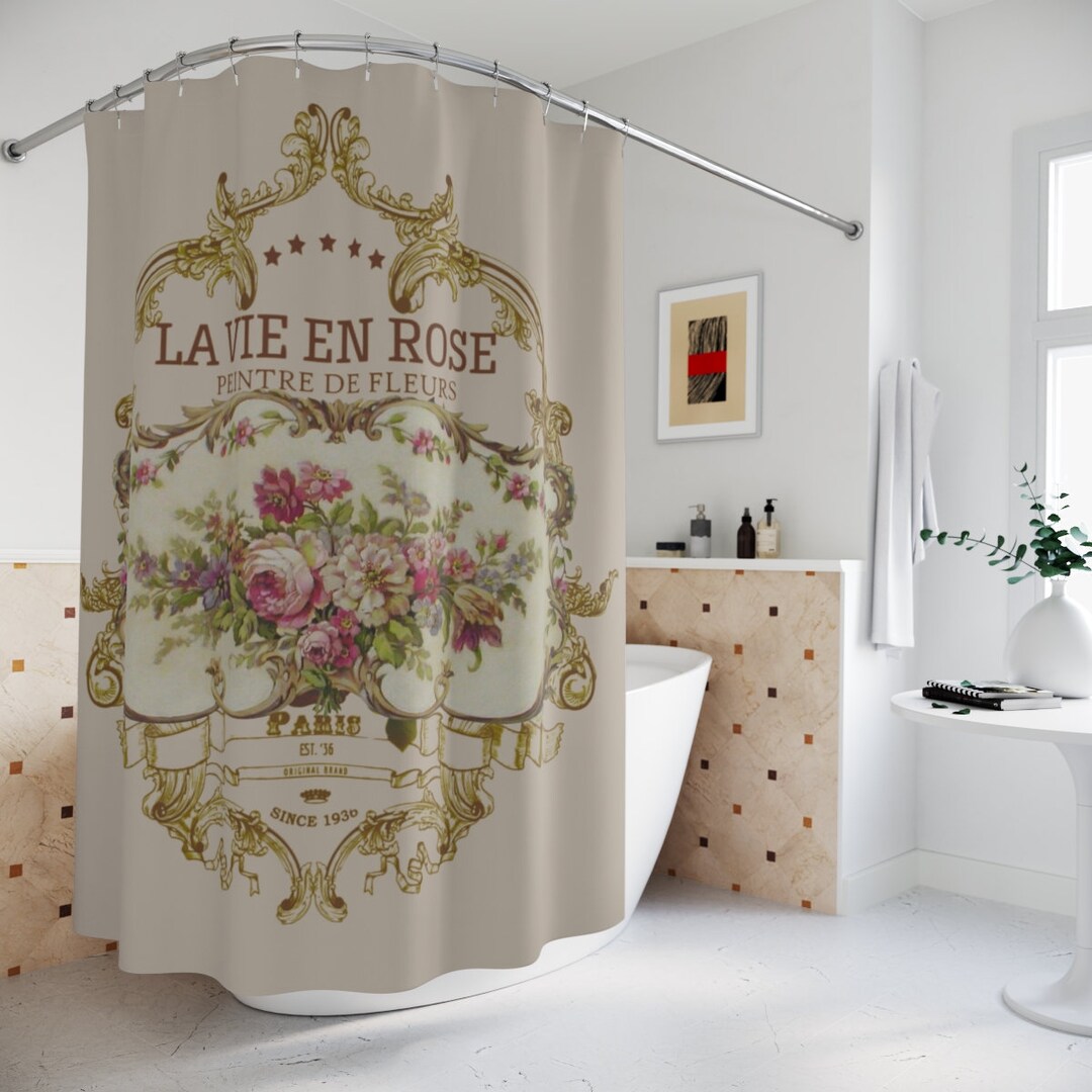 Shower Curtains,shabby Chic Shower Curtain,shower Curtain Rose, French ...