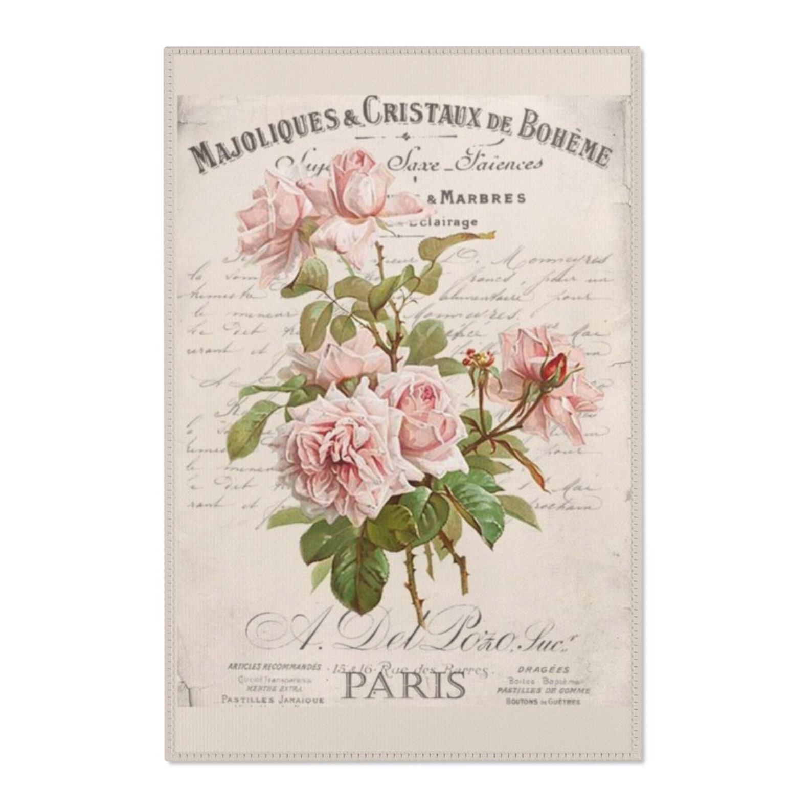 Area Rugs, Shabby-chic Mat, Shabby Chic Rug , Bedside Mat With Rose ...