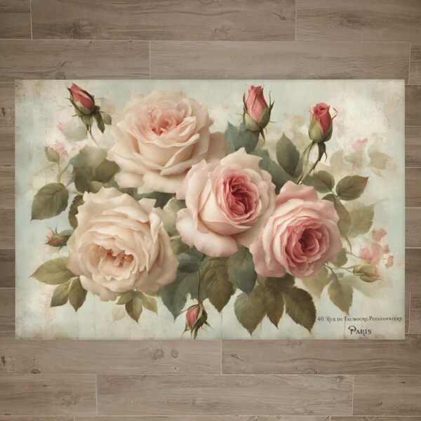 Rug With Roses - Etsy