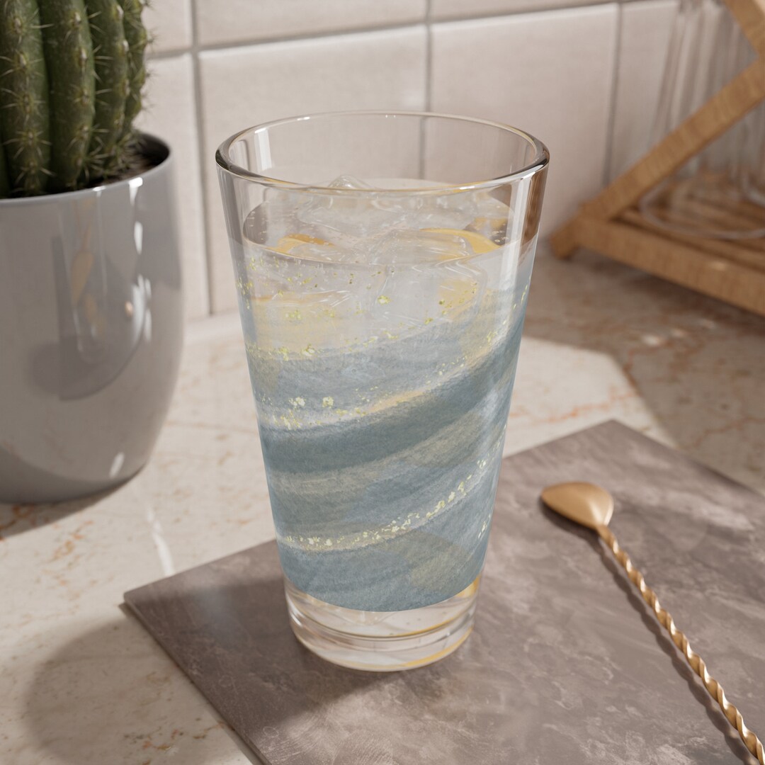 Mixing Glass, 16oz, Christmas Mixing Glass, Fancy Light Blue Mixing ...