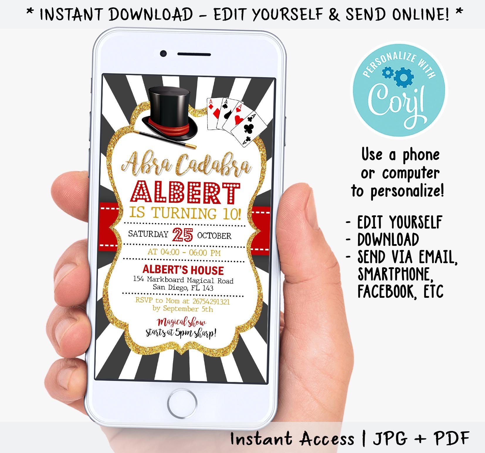 Magic Show Invitation Magician Birthday Invitation Magic - Etsy