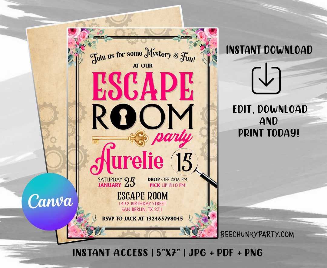 Escape Room Birthday Invitation, Escape Room Mystery Invitation, Escape ...