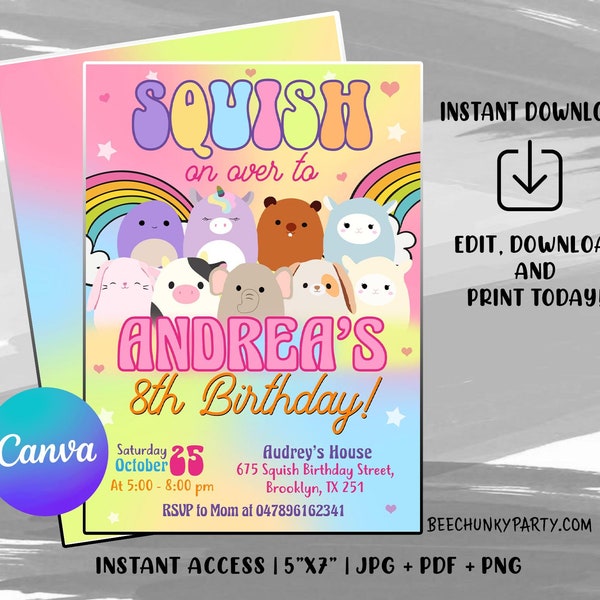 Squishy Party Invitation - Etsy