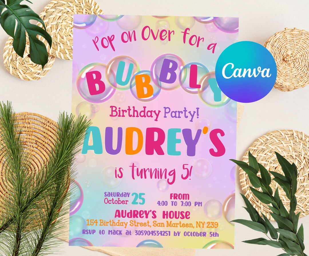 Editable Bubbles Invitation. Bubbles Birthday Invitation. Bubbles ...