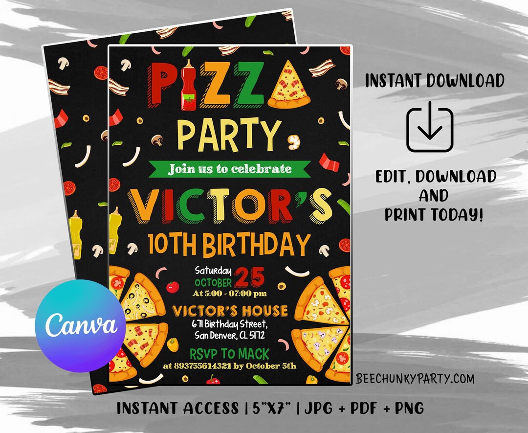 Editable Pizza Party Invitation, Pizza Making Birthday Invitation ...