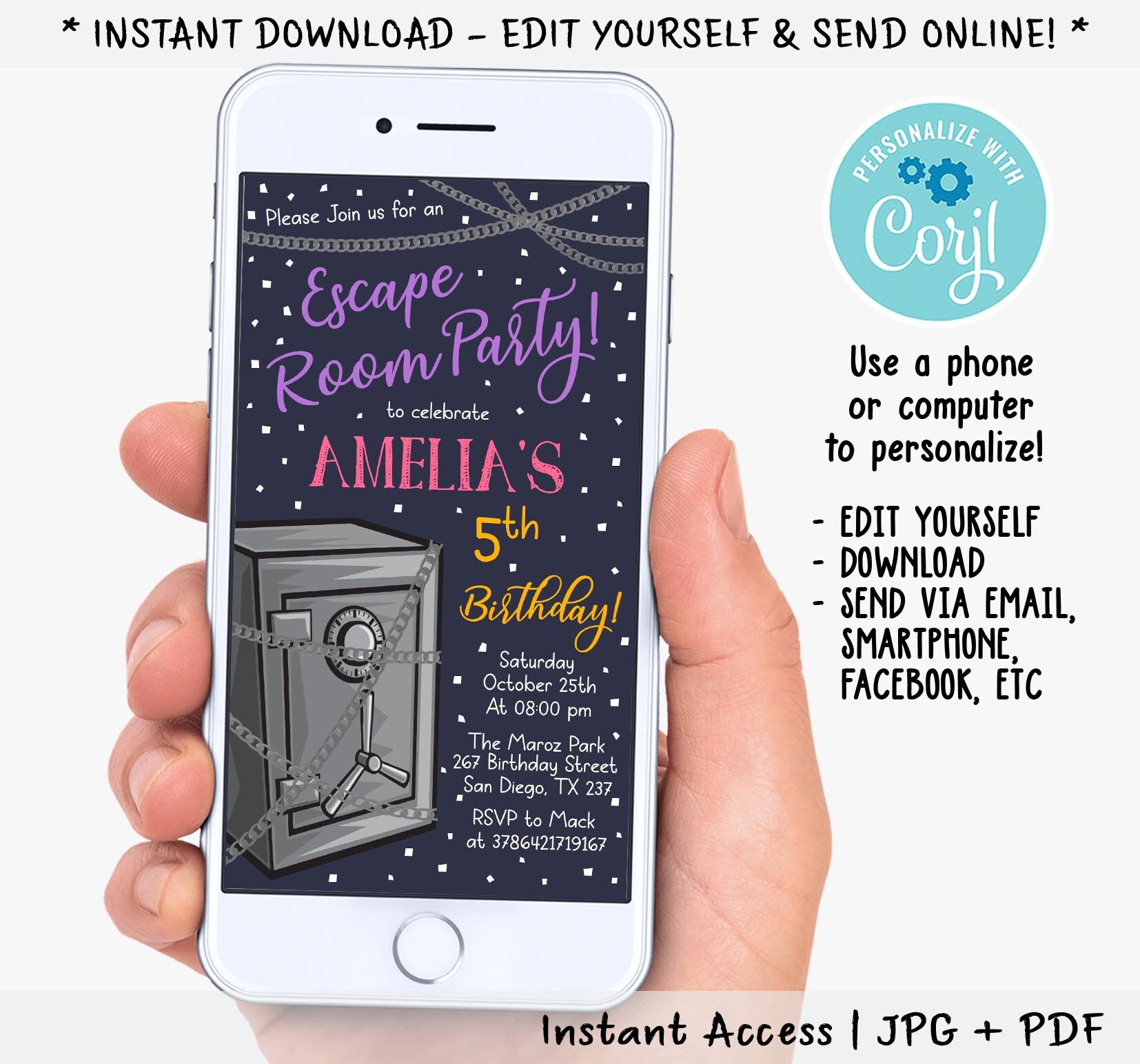 Escape Room Birthday Party Invitation Escape Room Invitation - Etsy