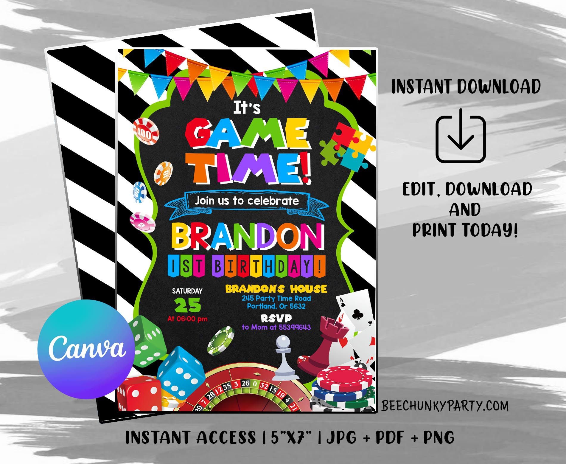 Game Night Invitation, Game Invitation, Game Birthday Invitation, Game ...