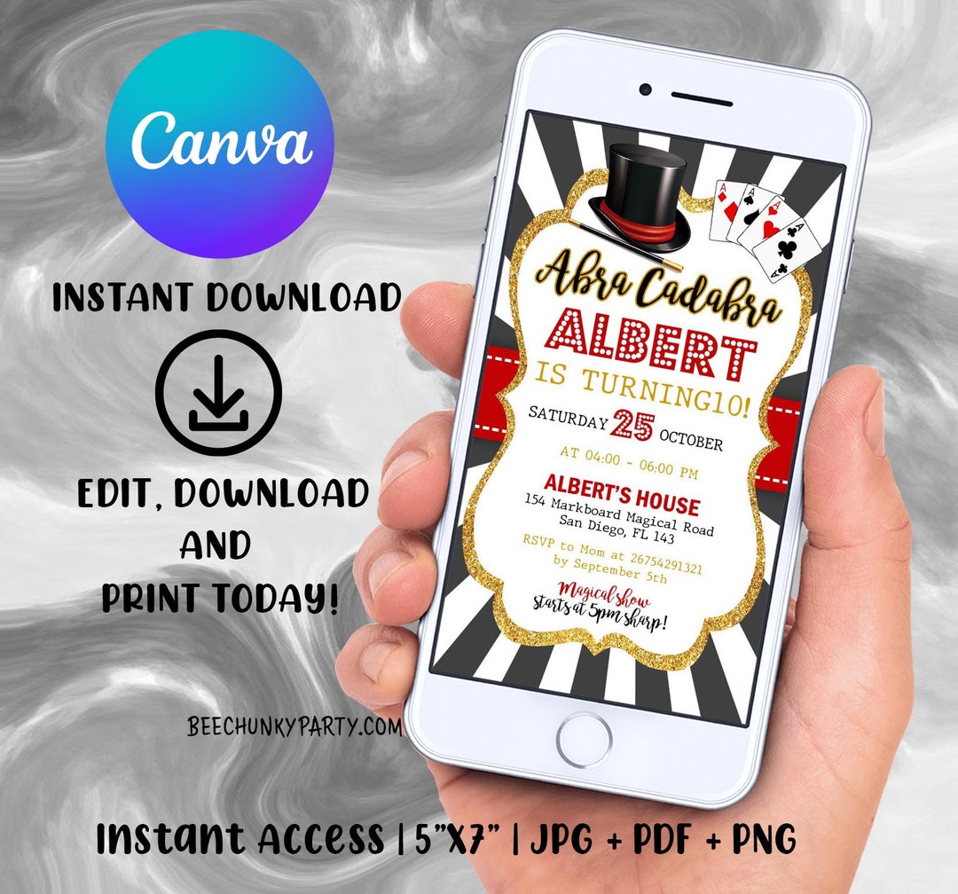 Magic Show Invitation, Magician Birthday Invitation, Magic Invitation ...