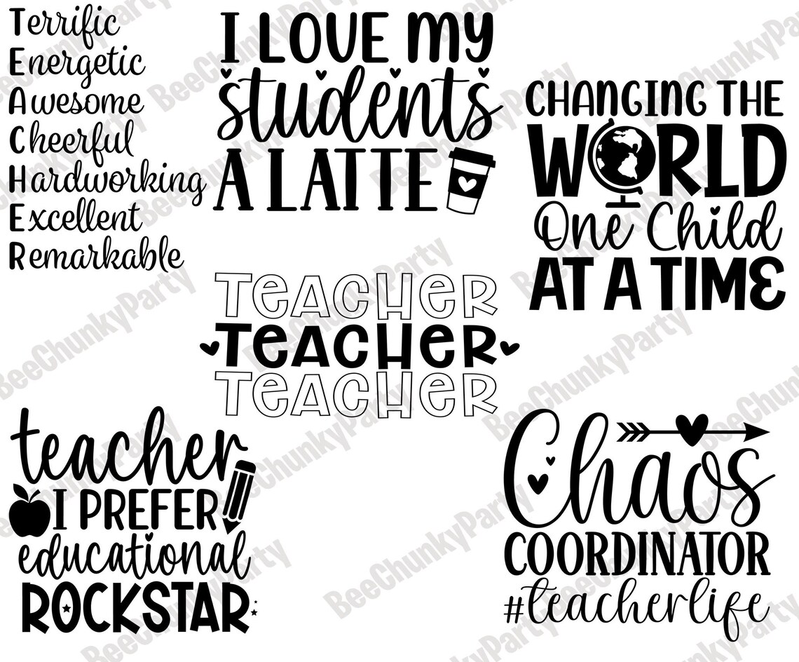 Teacher Svg Bundle, Teacher Quote Svg, School Svg, Teacher Life Svg ...