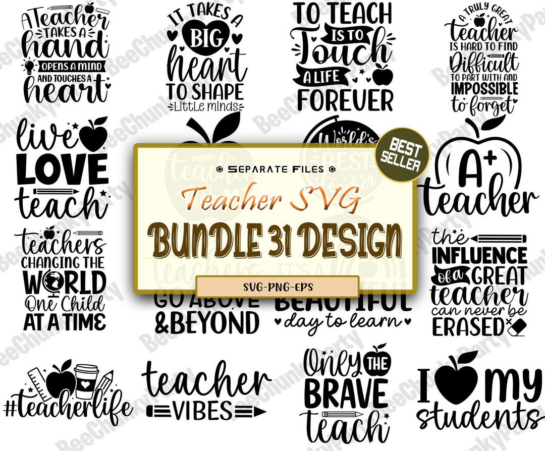 Teacher Svg Bundle, Teacher Quote Svg, School Svg, Teacher Life Svg ...