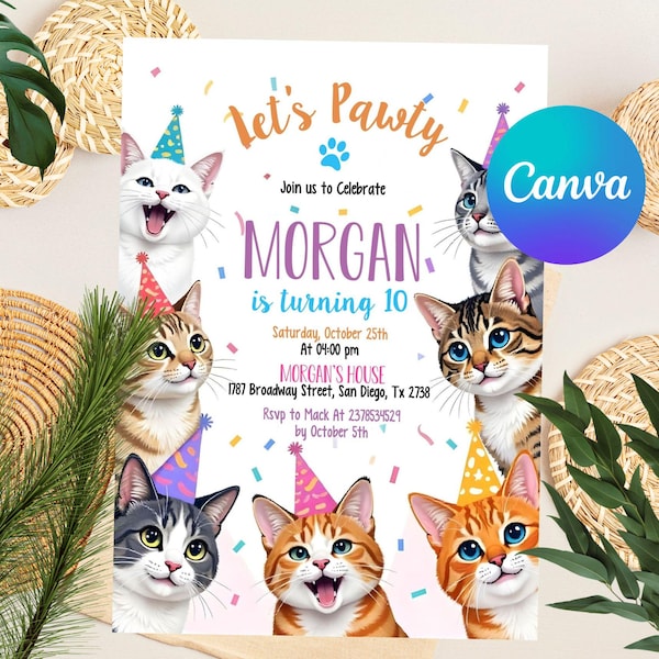 Cat Invitation - Etsy