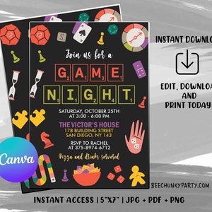 Game Night Invitation, Game Invitation, Game Birthday Invitation, Game ...