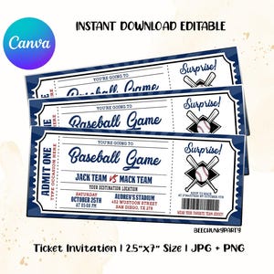 Editable Baseball Ticket Birthday Invitation, Sports Party Invite ...