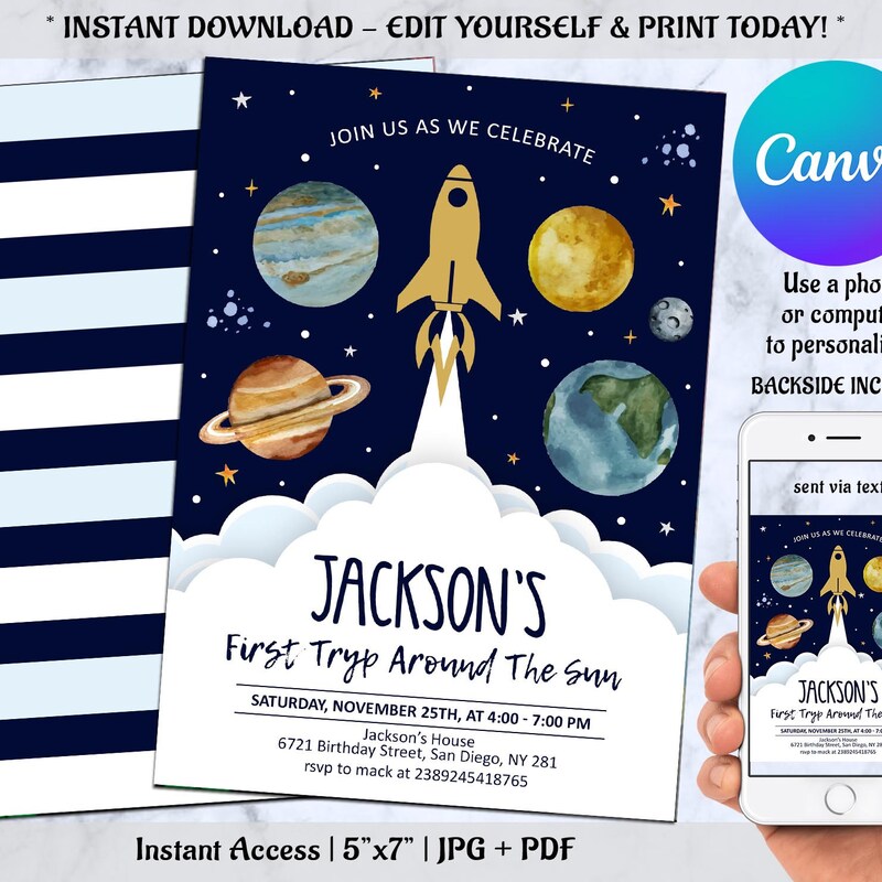 Solar System Invite - Etsy