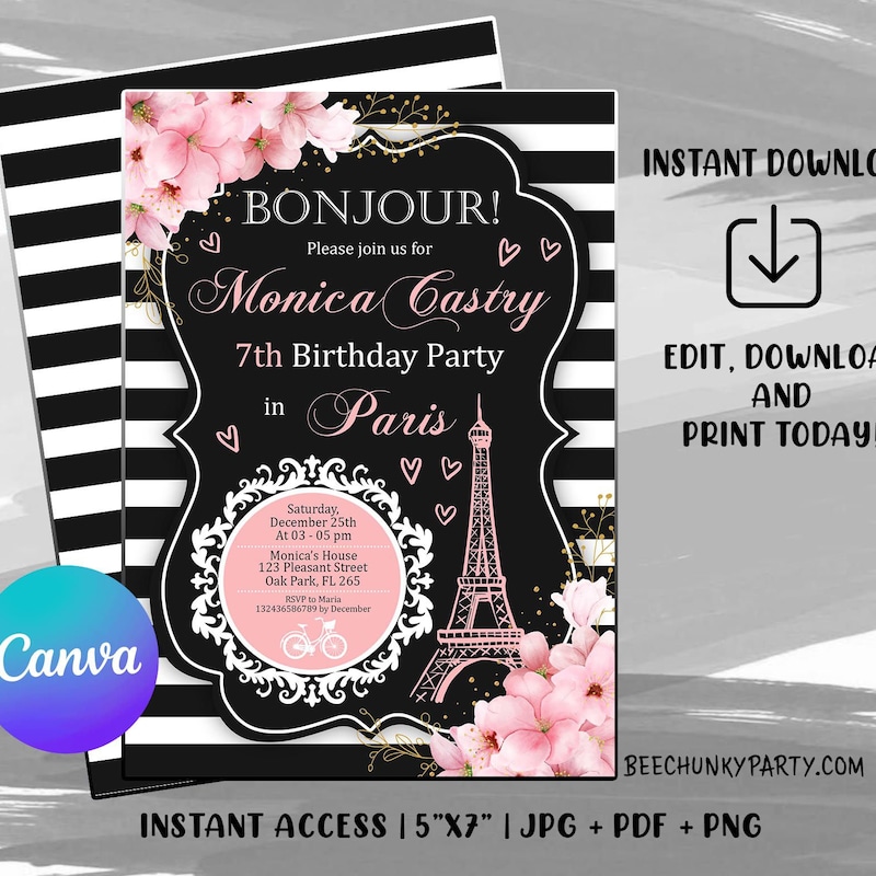 Paris Themed Invitations - Etsy