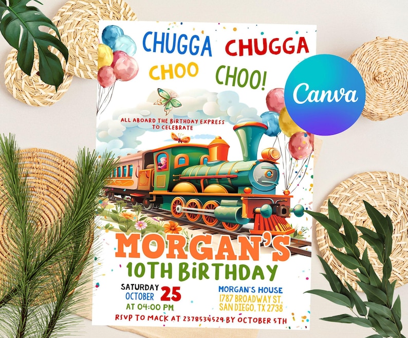 Editable Train Birthday Invitation Template, Toy Train Invitation for ...