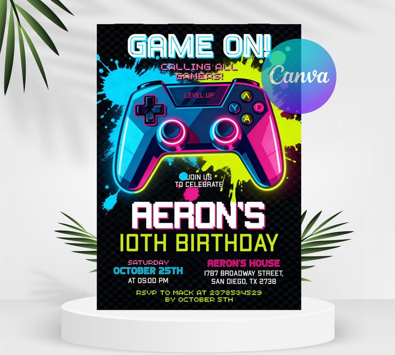 Editable Video Game Party Invitation, Level up Birthday Invite, Gamer ...