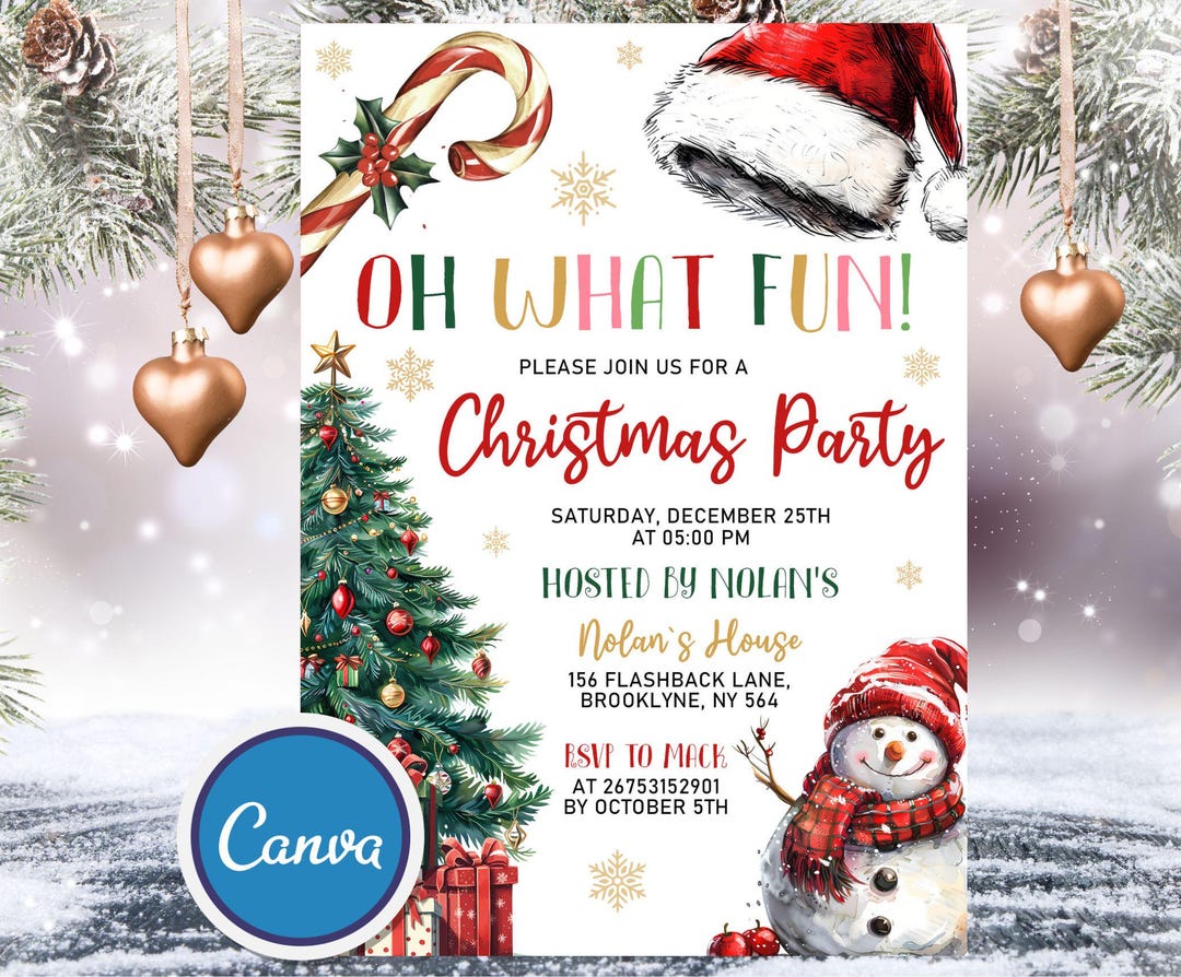 Editable Christmas Party Invitation, Christmas Invitation Kids, Santa ...