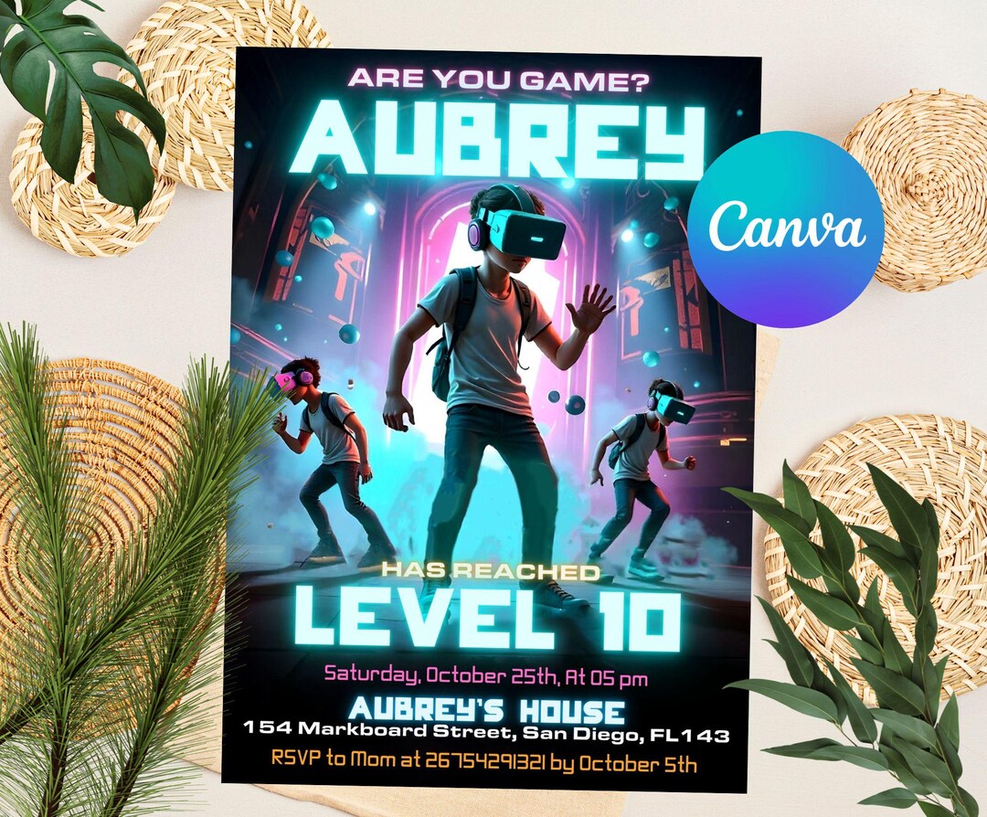 Editable VR Invitation, Virtual Reality Games Invites, Instant Download ...