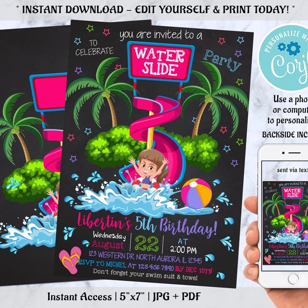 Water Slide Invite - Etsy