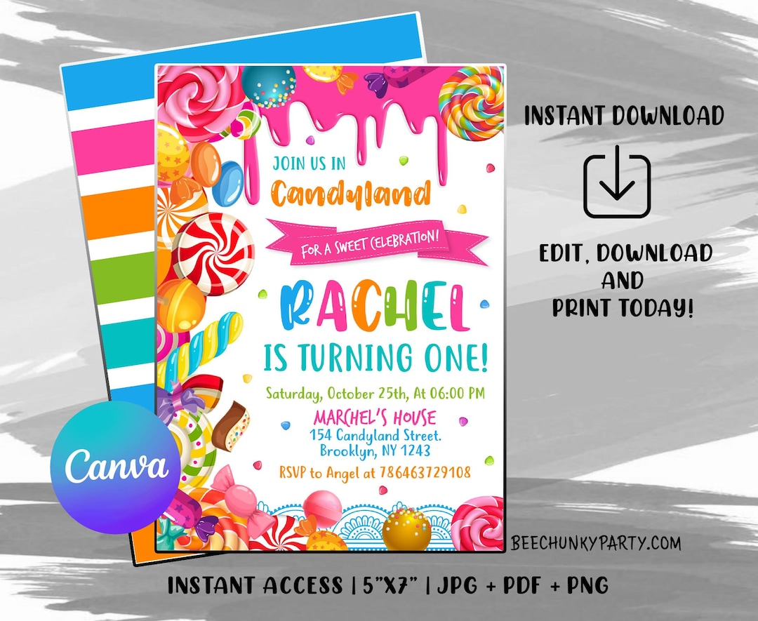 Candy Birthday Invitation, Candyland Birthday, Invitation Candyland ...