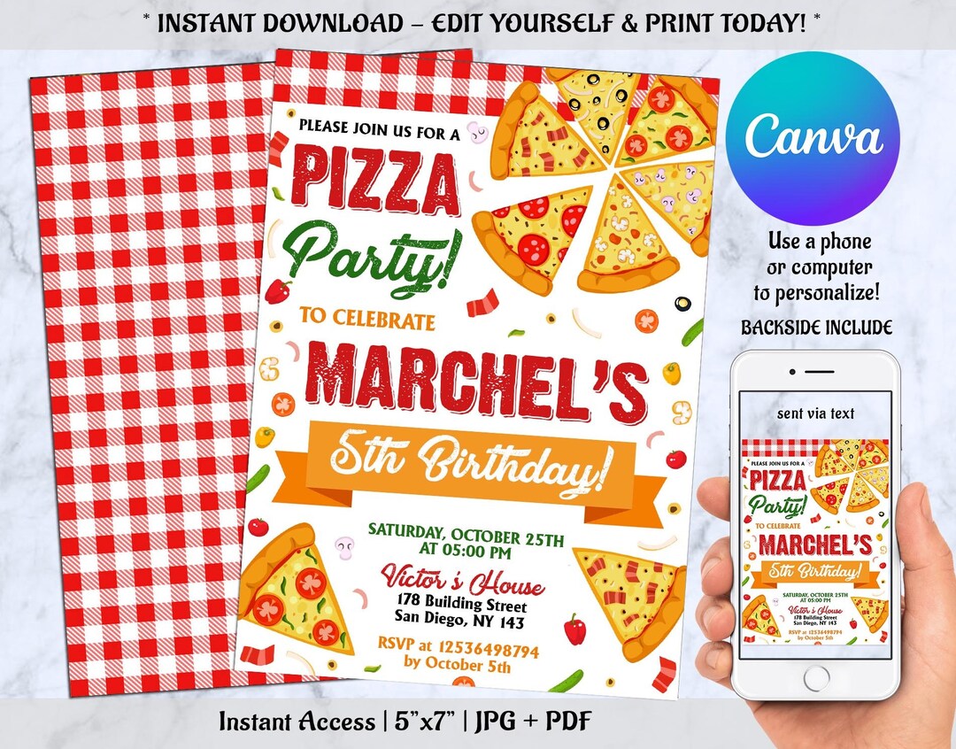 Editable Pizza Party Invitation, Pizza Making Birthday Invitation ...
