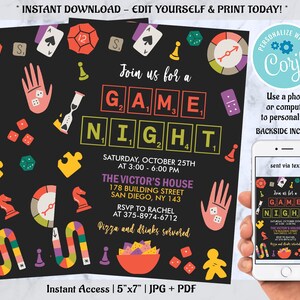 Game Night Invitation, Game Invitation, Game Birthday Invitation, Game ...