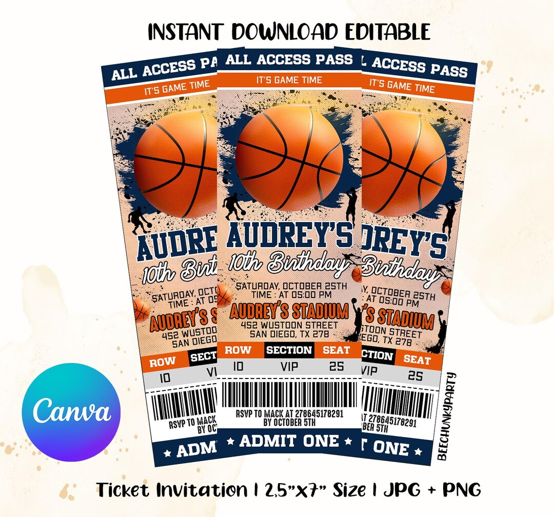 Basketball Ticket, Basketball Invitations, Basketball Ticket Invitation ...