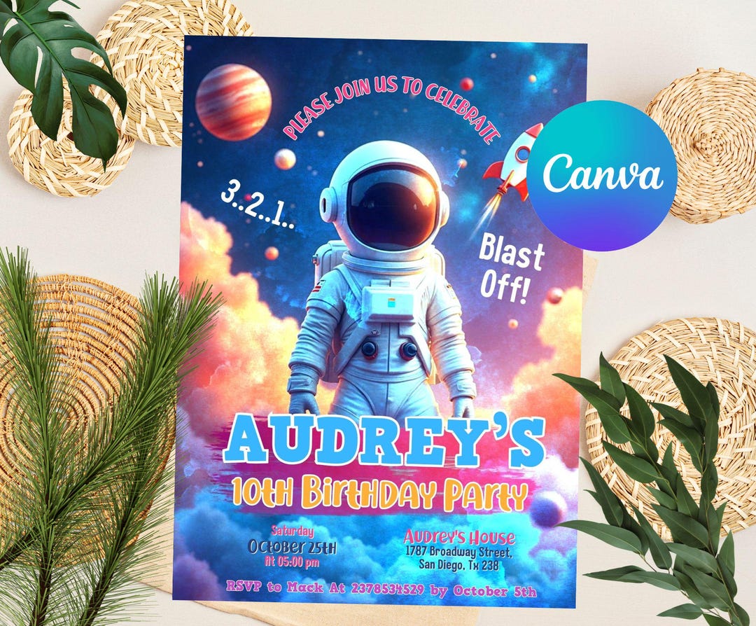Editable Space Birthday Party Invitation, Galaxy Invitation, Space ...
