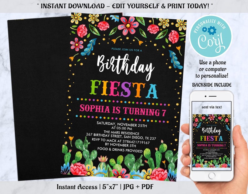 Fiesta Birthday Invitation Fiesta Birthday Invitation Digital - Etsy