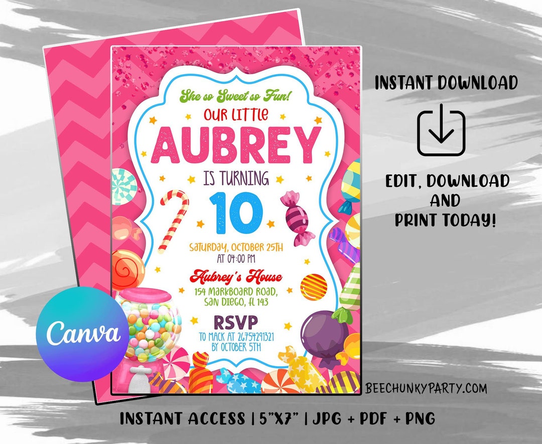 Candy Birthday Invitation, Candyland Birthday, Invitation Candyland ...