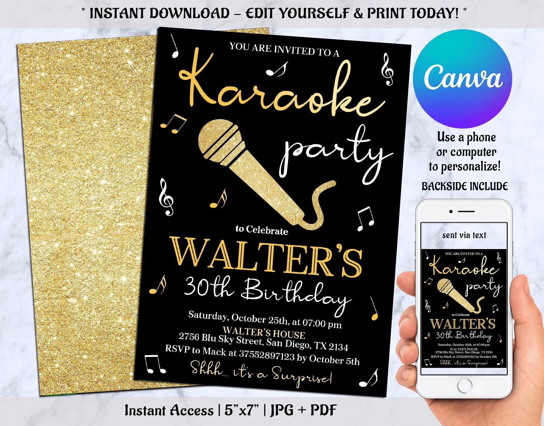 Editable Karaoke Birthday Party Invitation. Karaoke Birthday Party ...