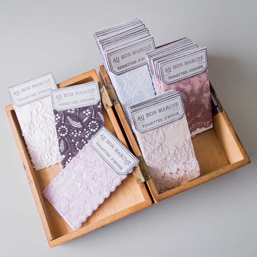 Lace Sample Card Fabric Tag Swatch Junk Journal French Bookmark ...