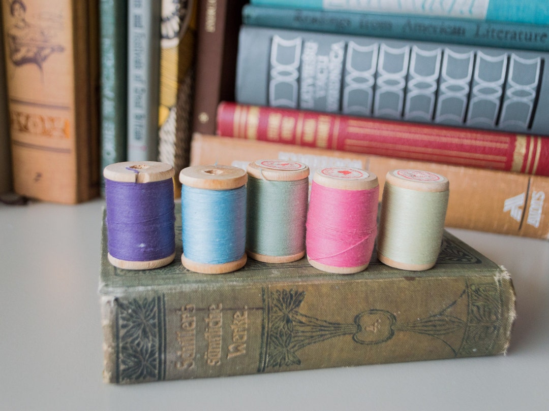 Wooden Thread Spools Assorted Colors Sewing Cotton Rustic Industrial ...