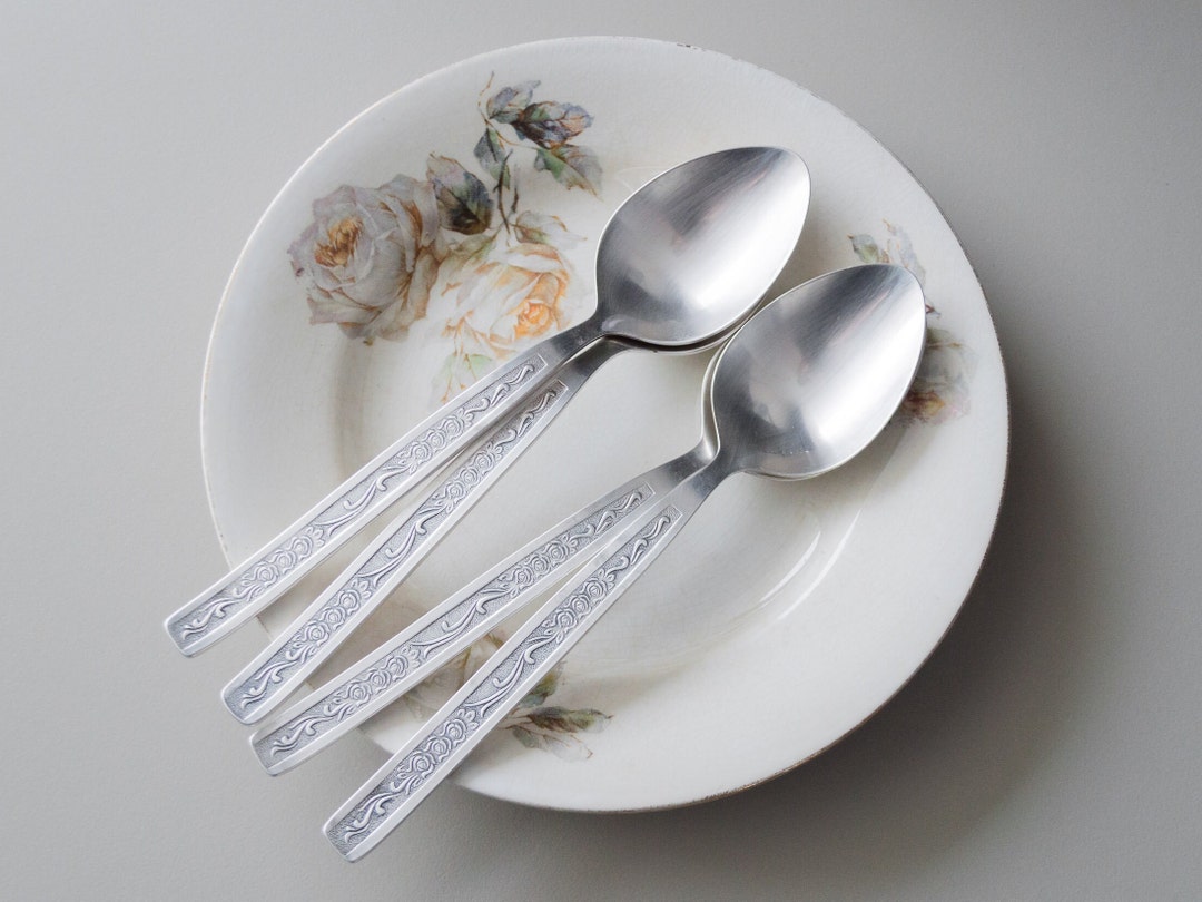Dinner Spoons Silver Plated Floral Food Photo Props Stamping Blanks - Etsy