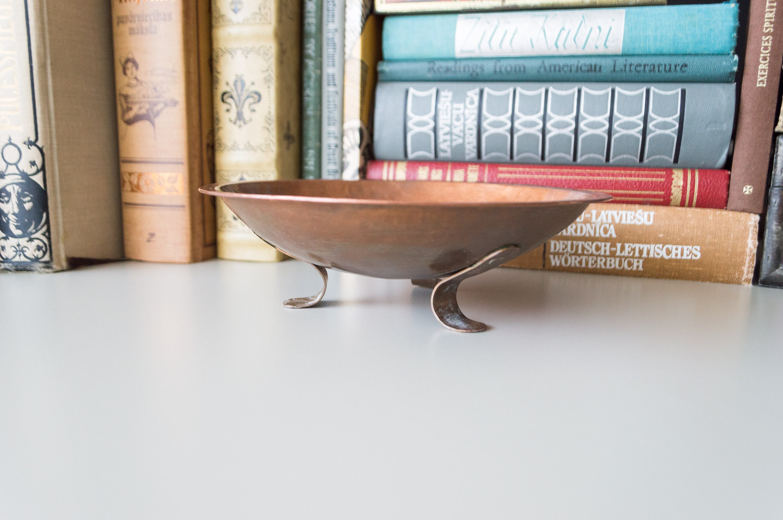 Footed Copper Bowl Decorative Dish Scandinavian Vintage - Etsy