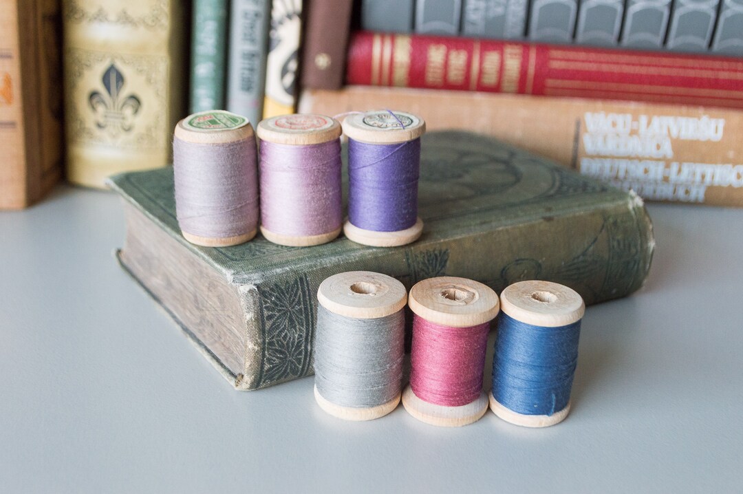 Wooden Bobbins Thread Spools Assorted Colors Cotton Rustic Industrial ...