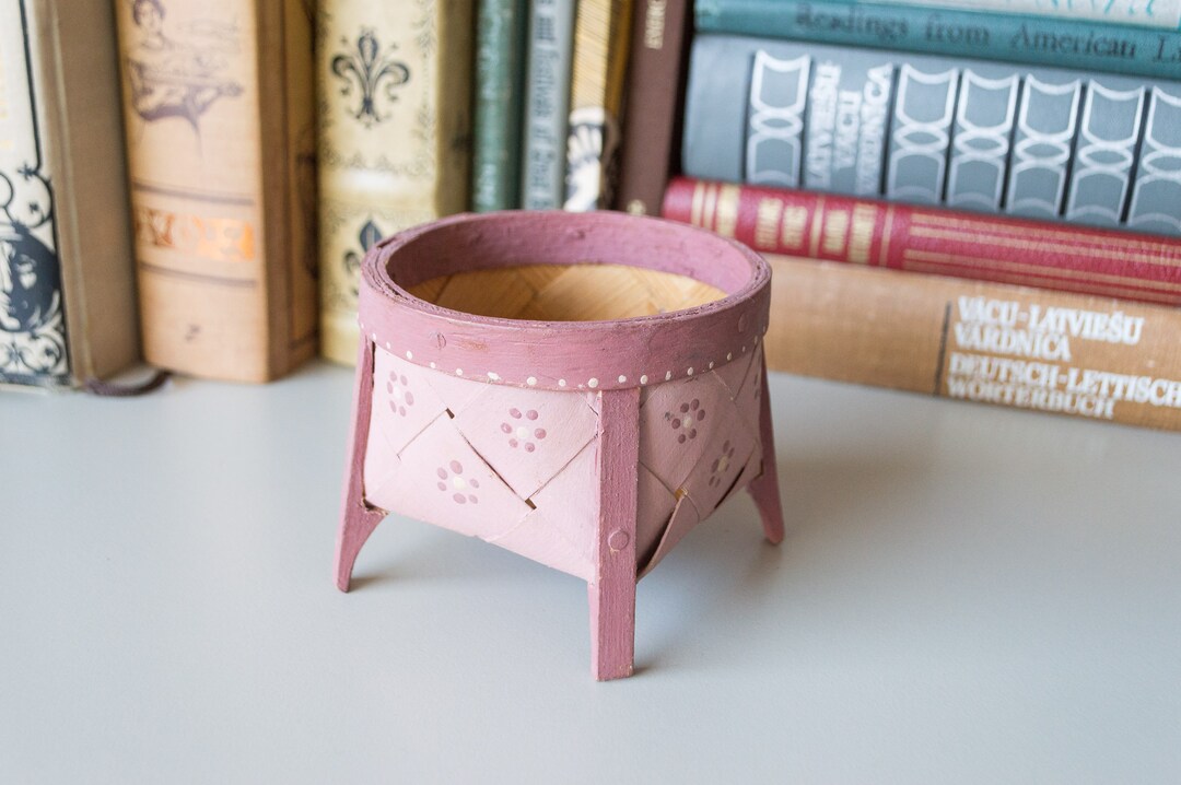 Shabby Footed Basket Splint Wood Handwoven Small Size Traditional ...