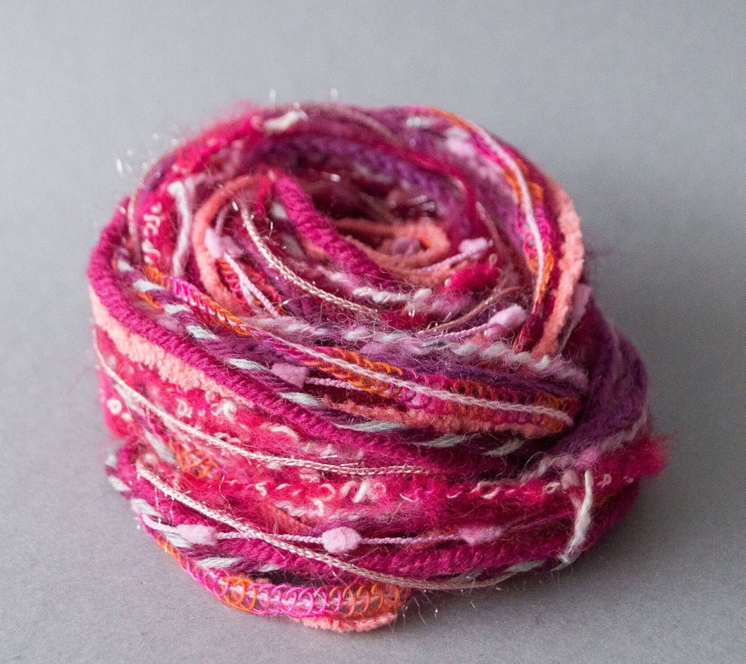 Fiber Art Bundle 20m Mixed Fibers Pink Tones Yarn Inspiration Set - Etsy