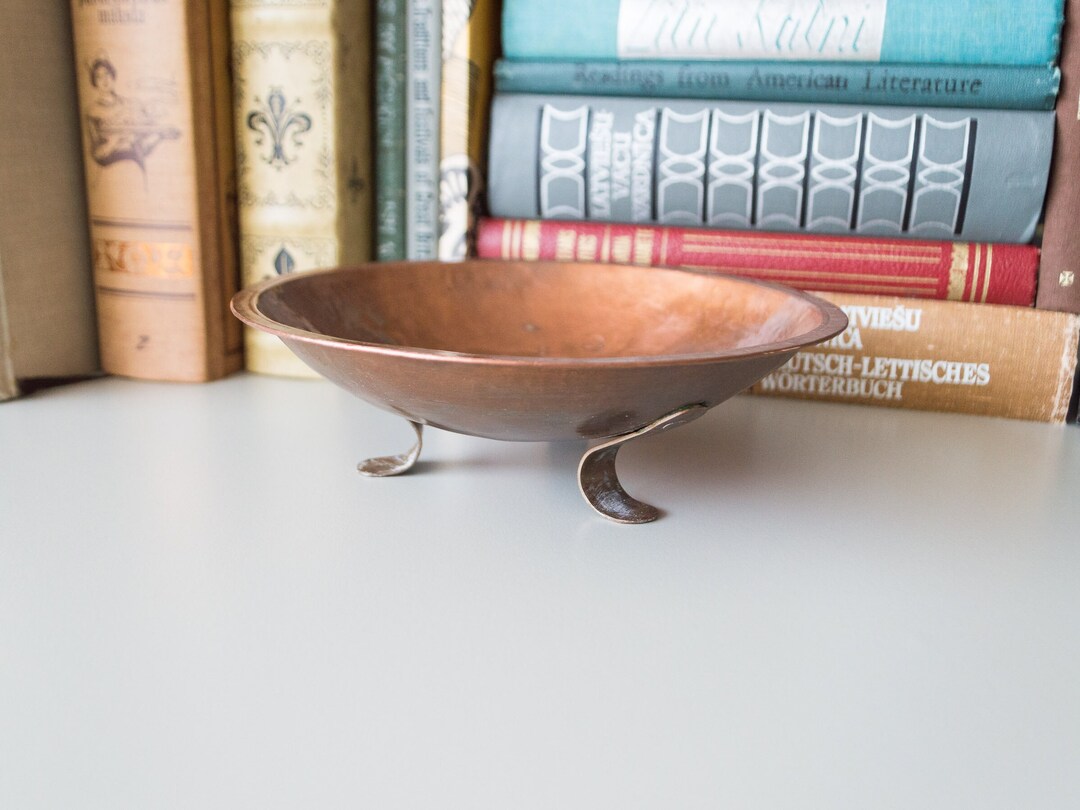 Footed Copper Bowl Decorative Dish Scandinavian Vintage - Etsy