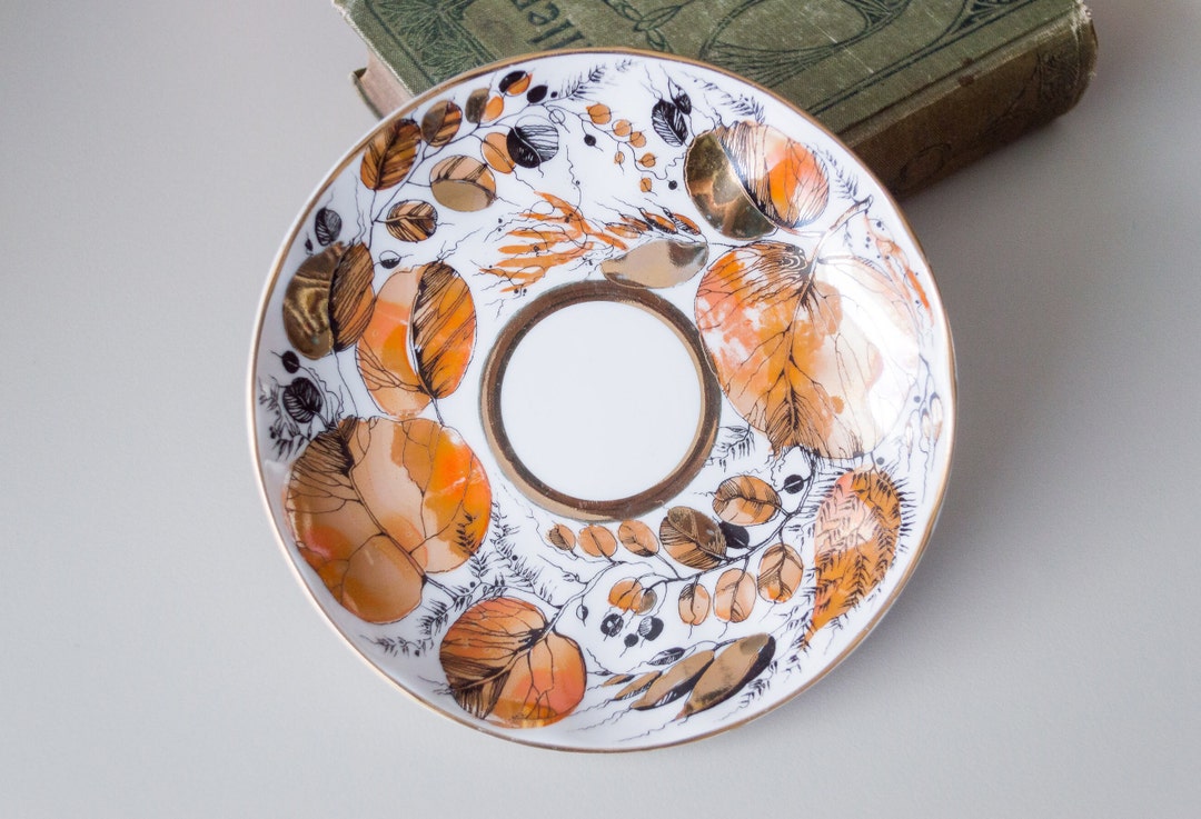 Hand Painted Saucer LFZ Porcelain Bold Floral Gold - Etsy