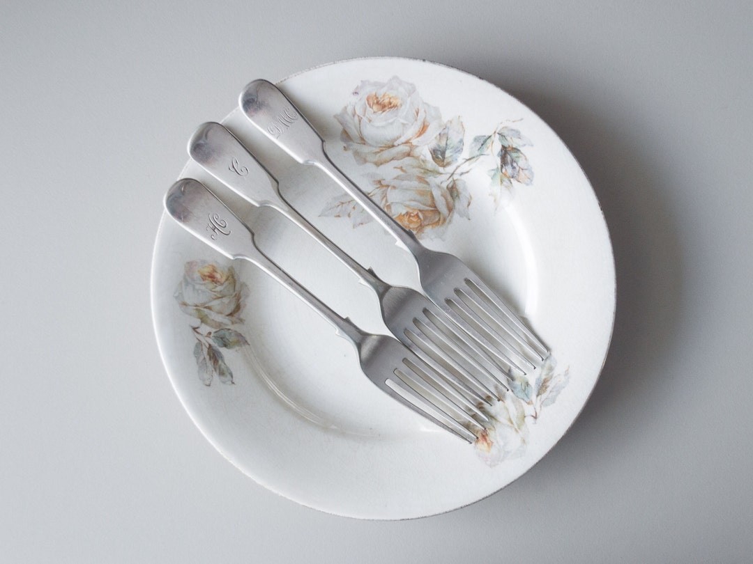Antique Dessert Forks Monogrammed Shabby Chic Food Photo Prop - Etsy