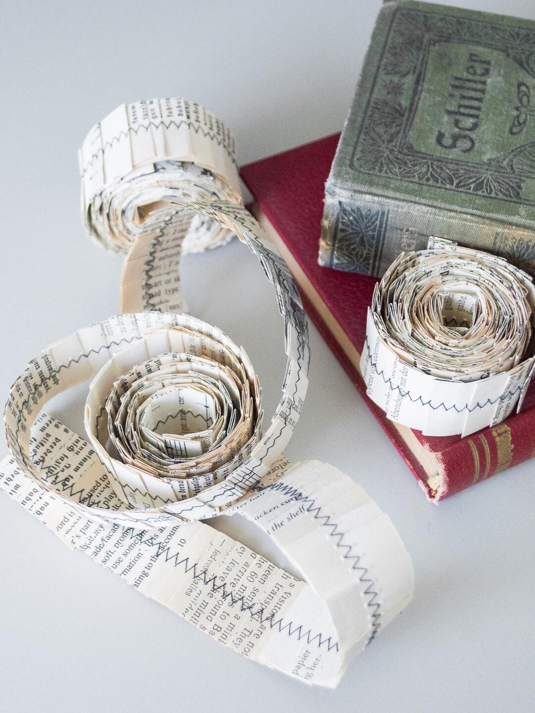 Vintage Book Page Ruffle Roll 1.5m Junk Journal Ephemera Embellishment ...