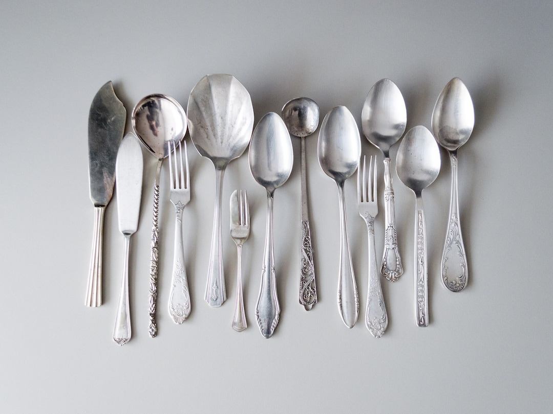 Food Photo Props Flatware for Crafts Silver Plated Utensils Stamping ...